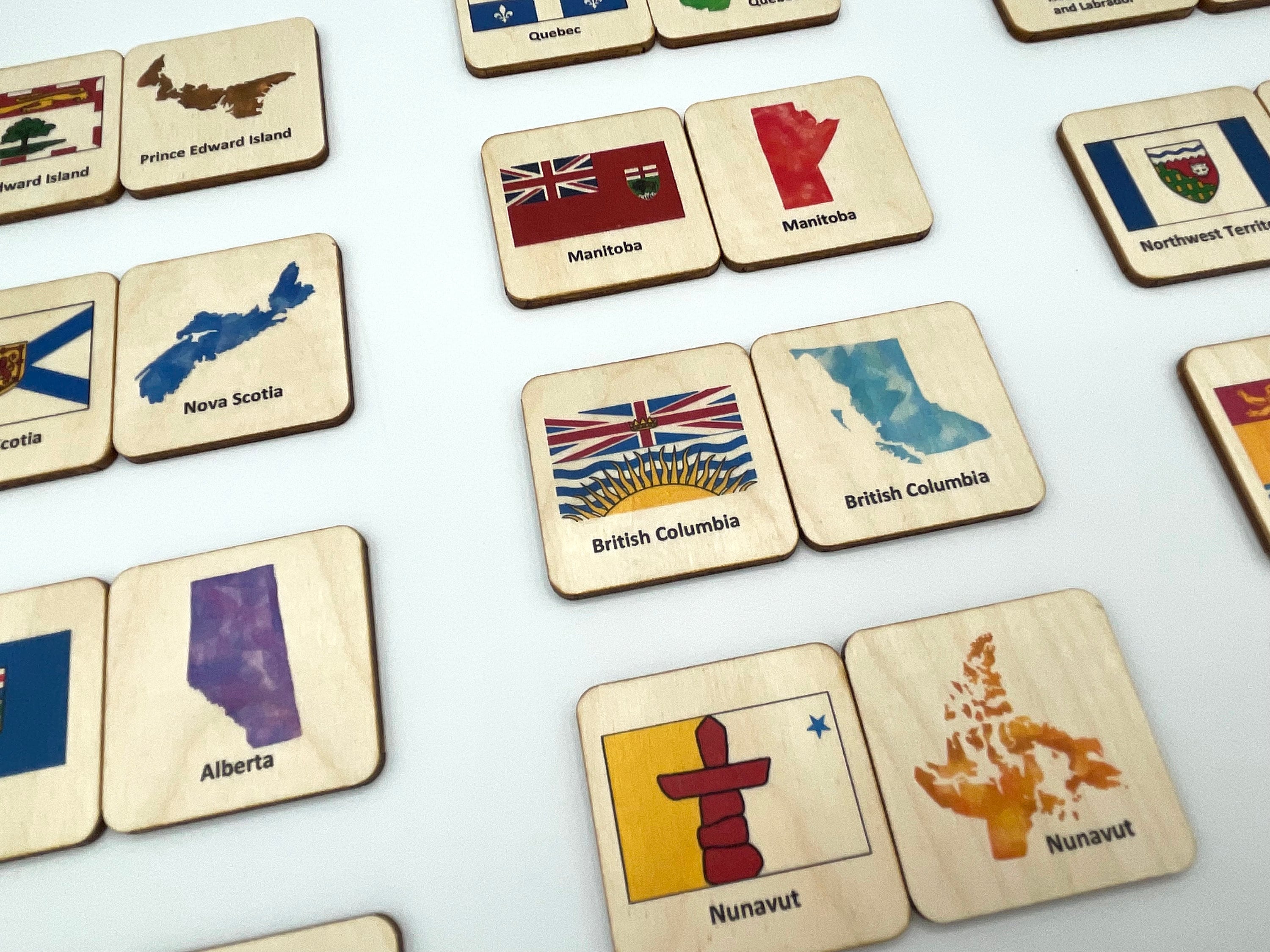 Montessori Canada Map and Flags Matching Cards/ Canada - Etsy Canada