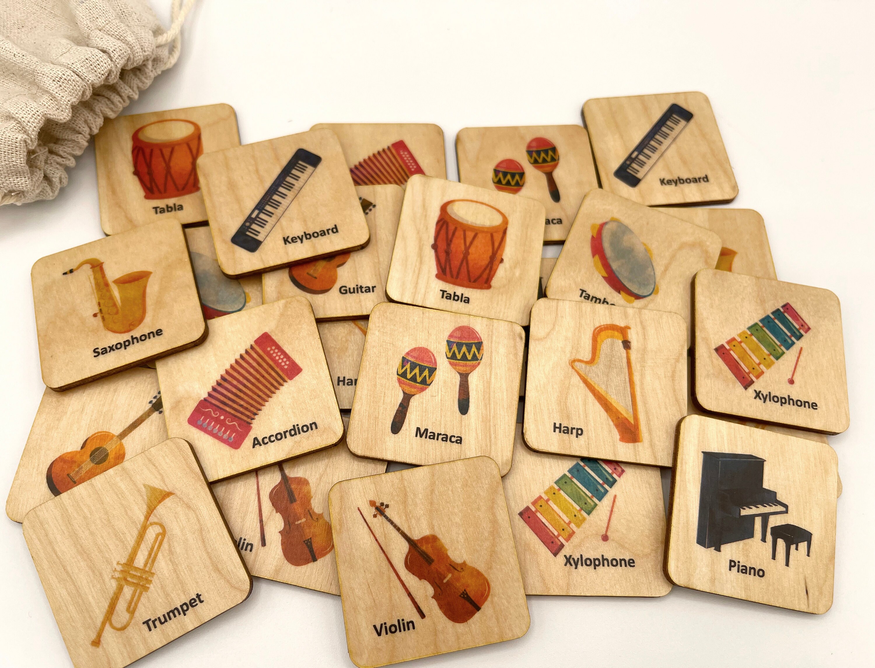 Montessori Wooden Music Instruments Matching Cards Homeschool - Etsy