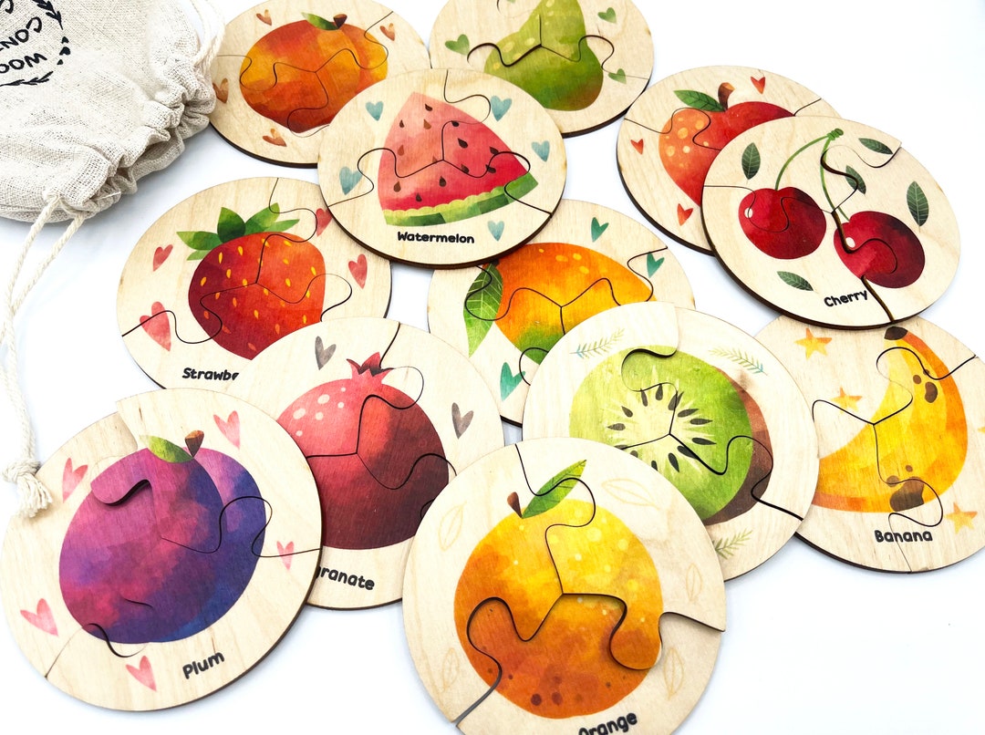 Montessori Fruits Puzzle for Toddler Kids Children, Baby Shower Gift ...