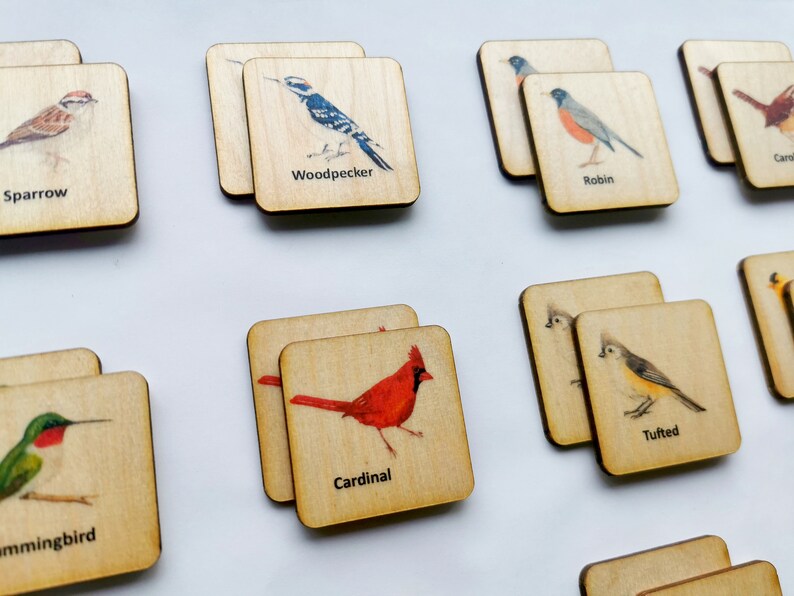 Wooden Birds Memory Game Montessori Toys Wood Animals | Etsy