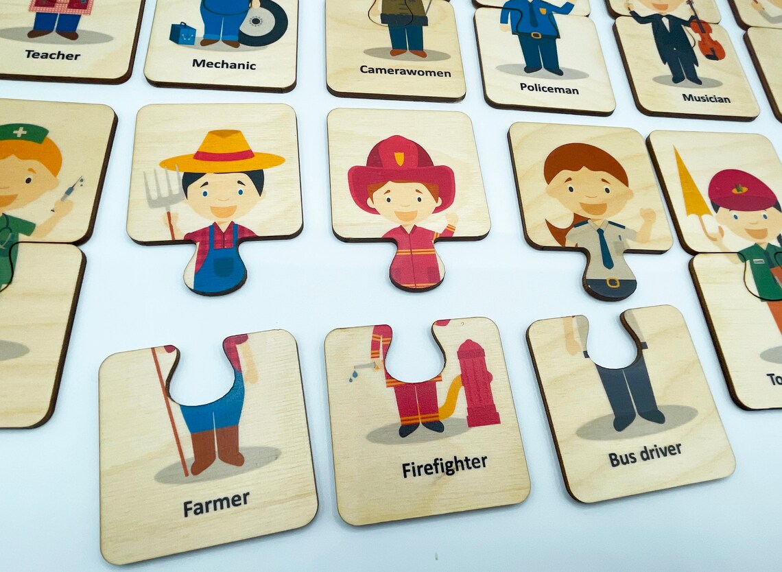 Wooden Montessori Job Occupation Puzzle/ Preschooler Homeschool ...