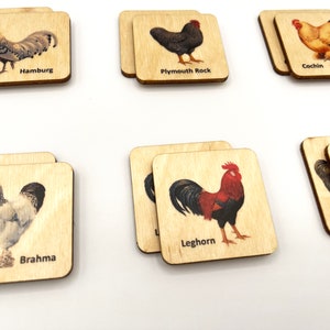 Wooden Chicken Memory Game, Montessori Toys, Wood Animals Matching ...