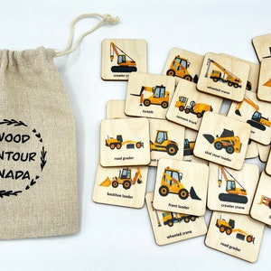 Montessori Wooden Construction Truck Car Memory Game/ Homeschool ...
