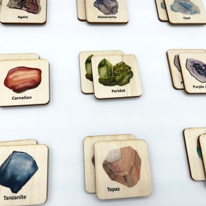 Wooden Rocks Minerals Gemstones Memory Game / Montessori Nature Study ...