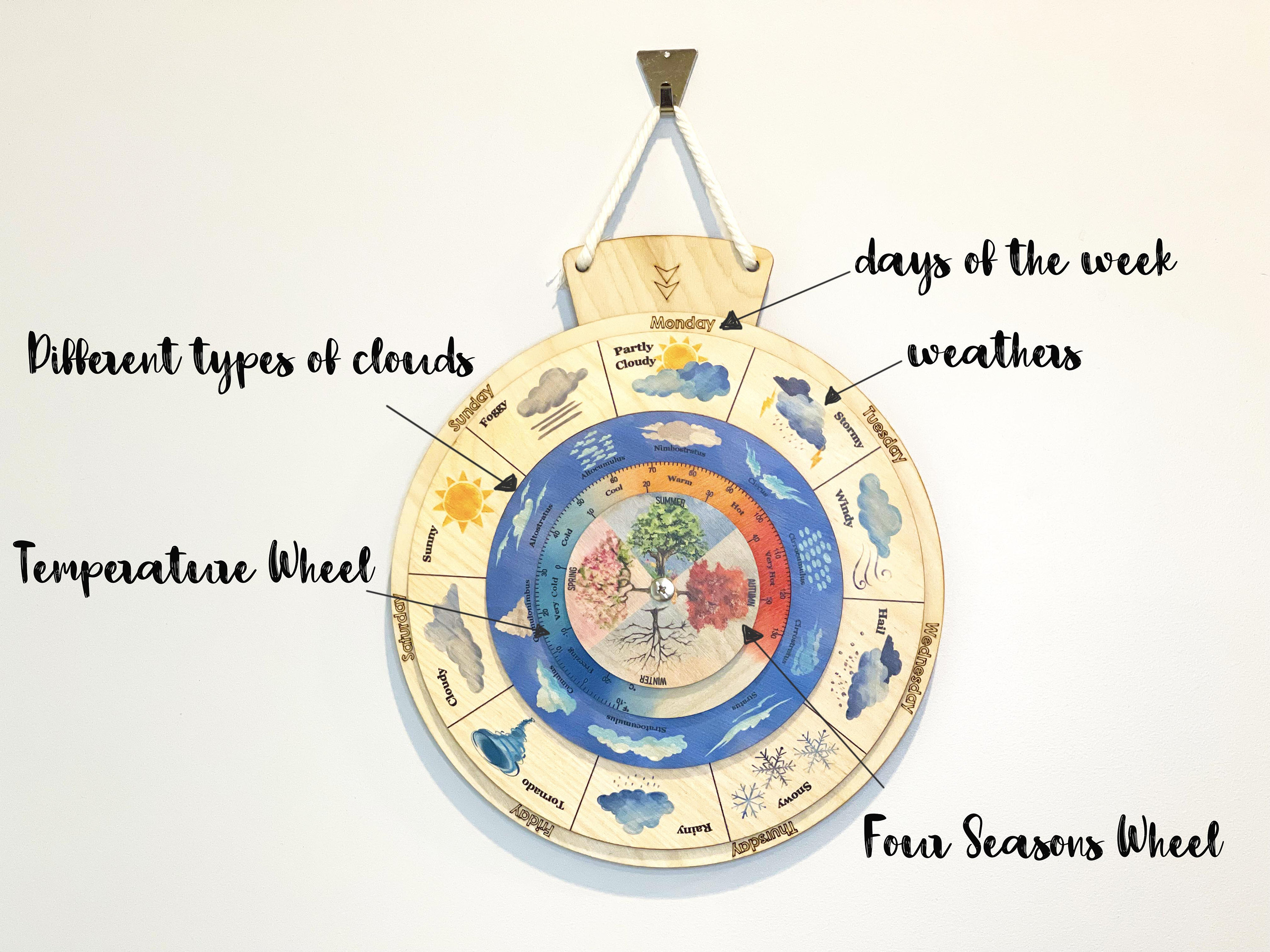 Weather Calendar/ Montessori Weather Wheel/ Weather Chart/ Bilingual ...