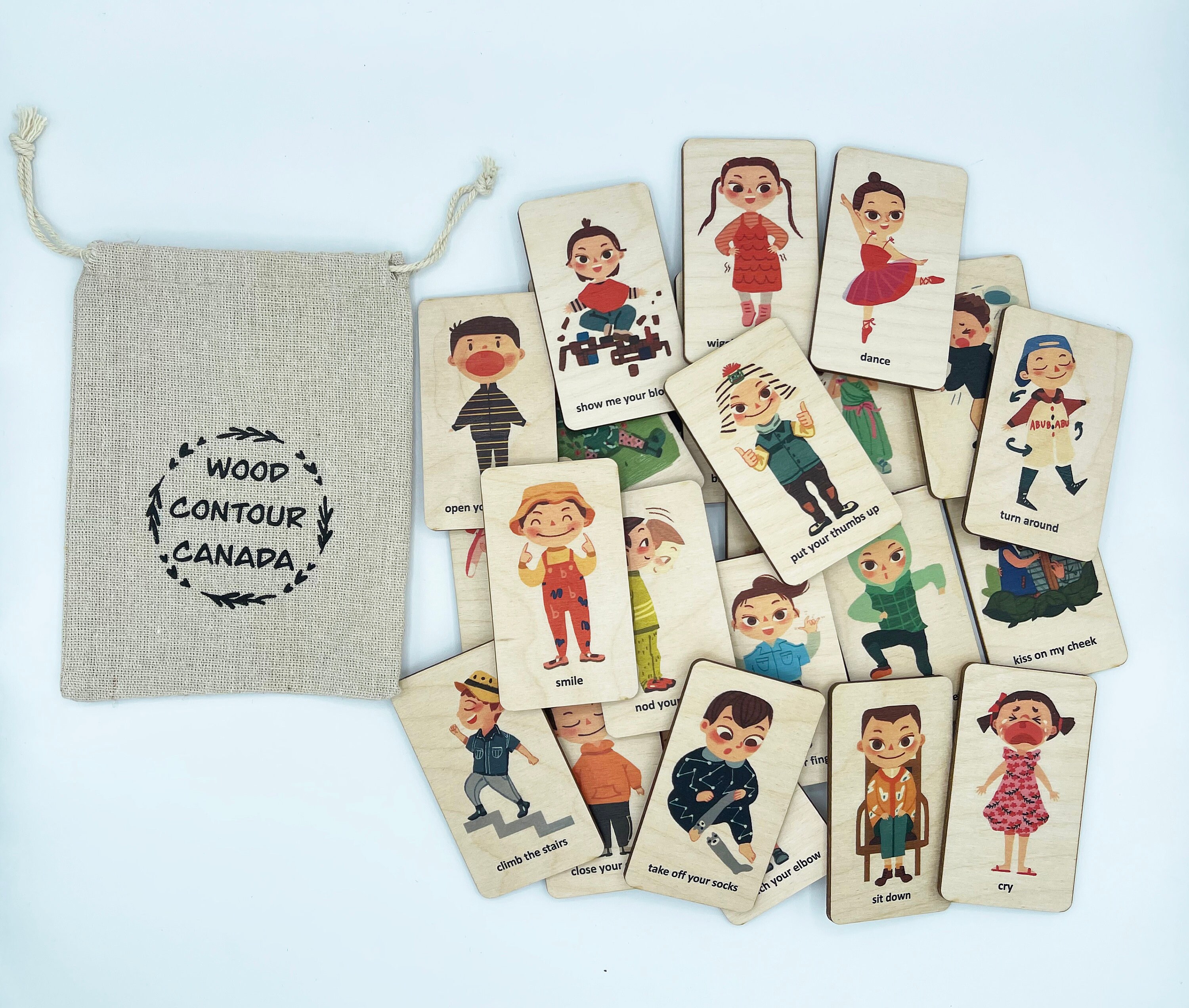 Wood Montessori Action Cards Set/ Toddler Learning Action | Etsy