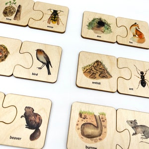 Montessori Wood Animals Puzzle/ Animals Habitat Sorting Game/ | Etsy