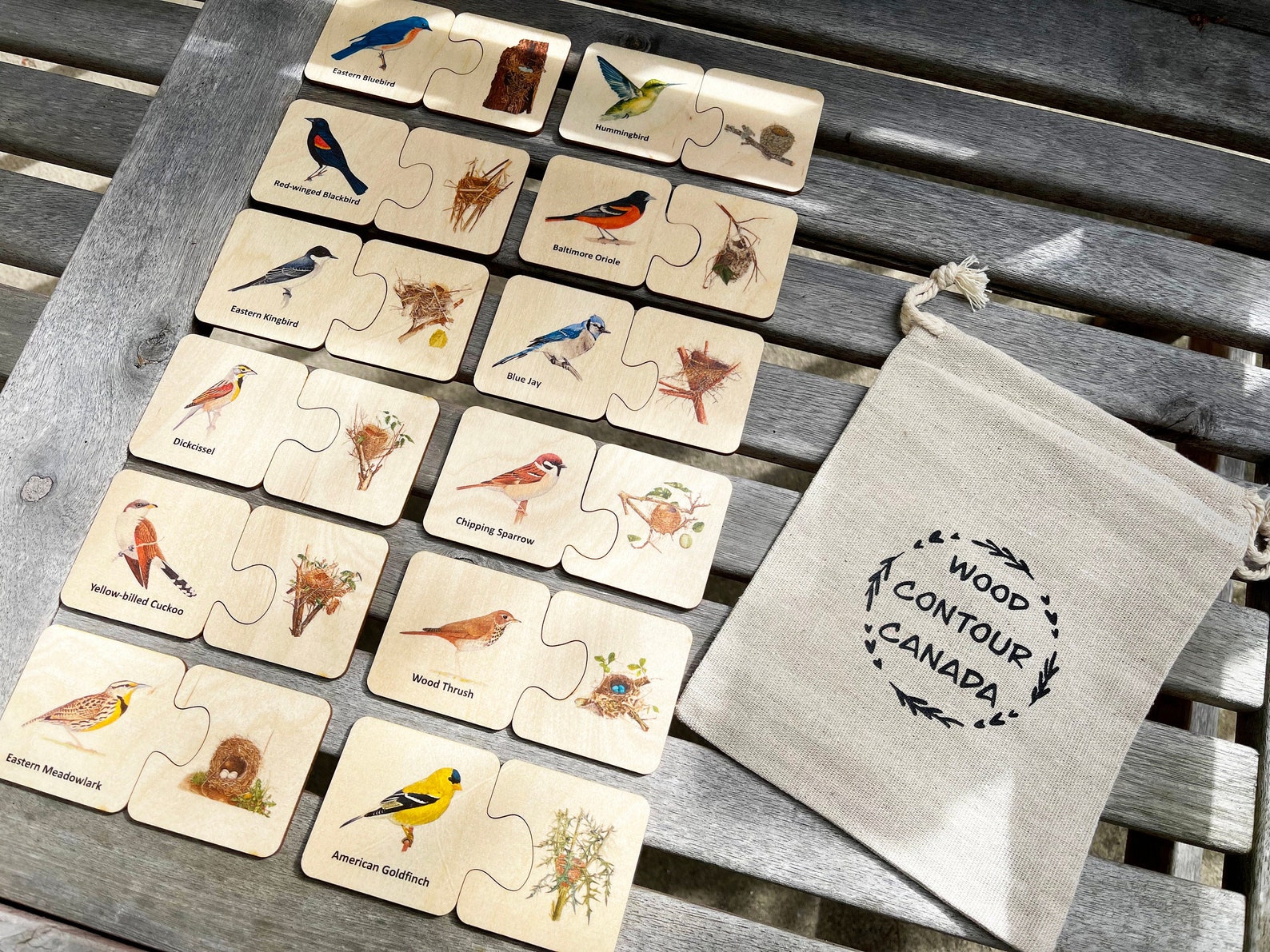 Montessori Wood Backyard Birds and Nests Matching Puzzle/ Homeschool ...