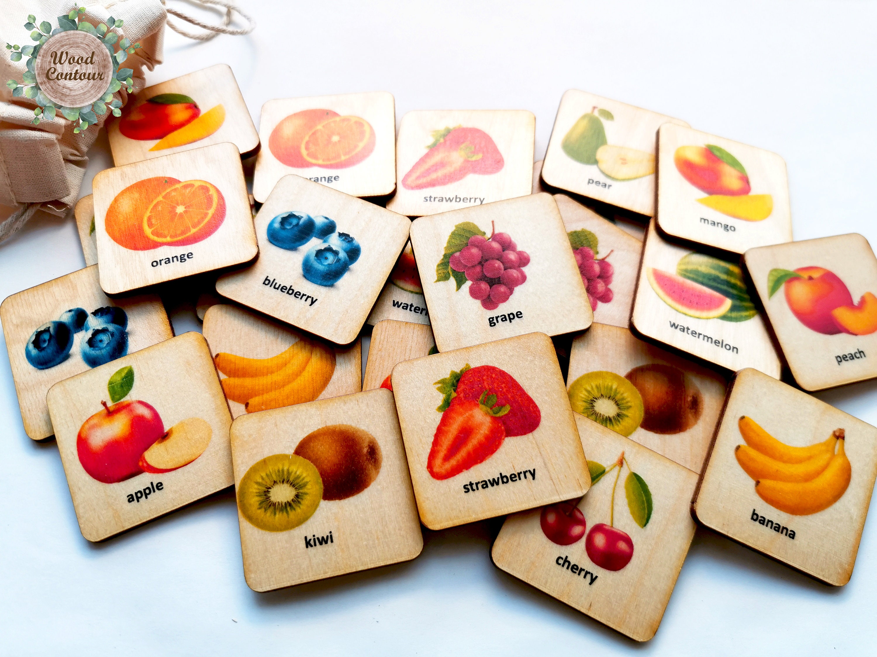 Wooden Montessori Fruits Memory Game/ Toddler Preschool | Etsy