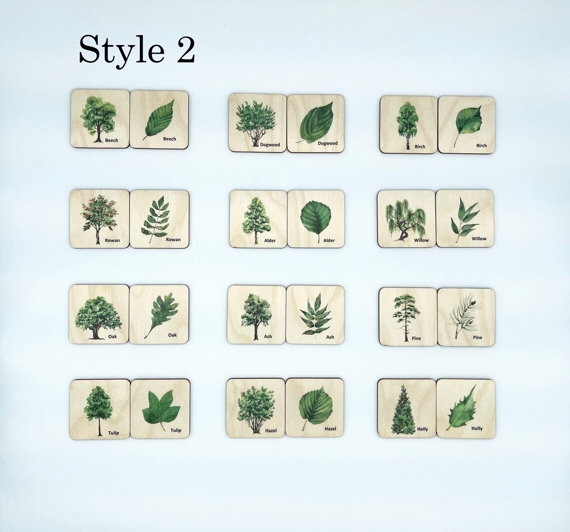 Wooden North American Tree Leaf Matching Game, Montessori Match Tree ...