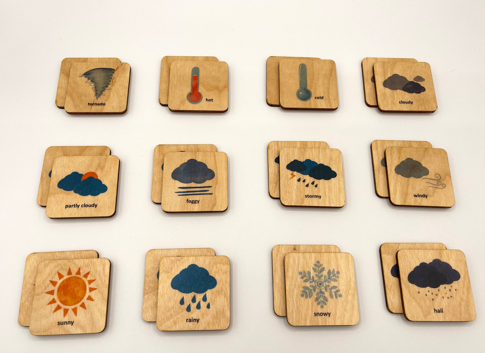 Montessori Wooden Weather Matching Cards Homeschool Activity - Etsy