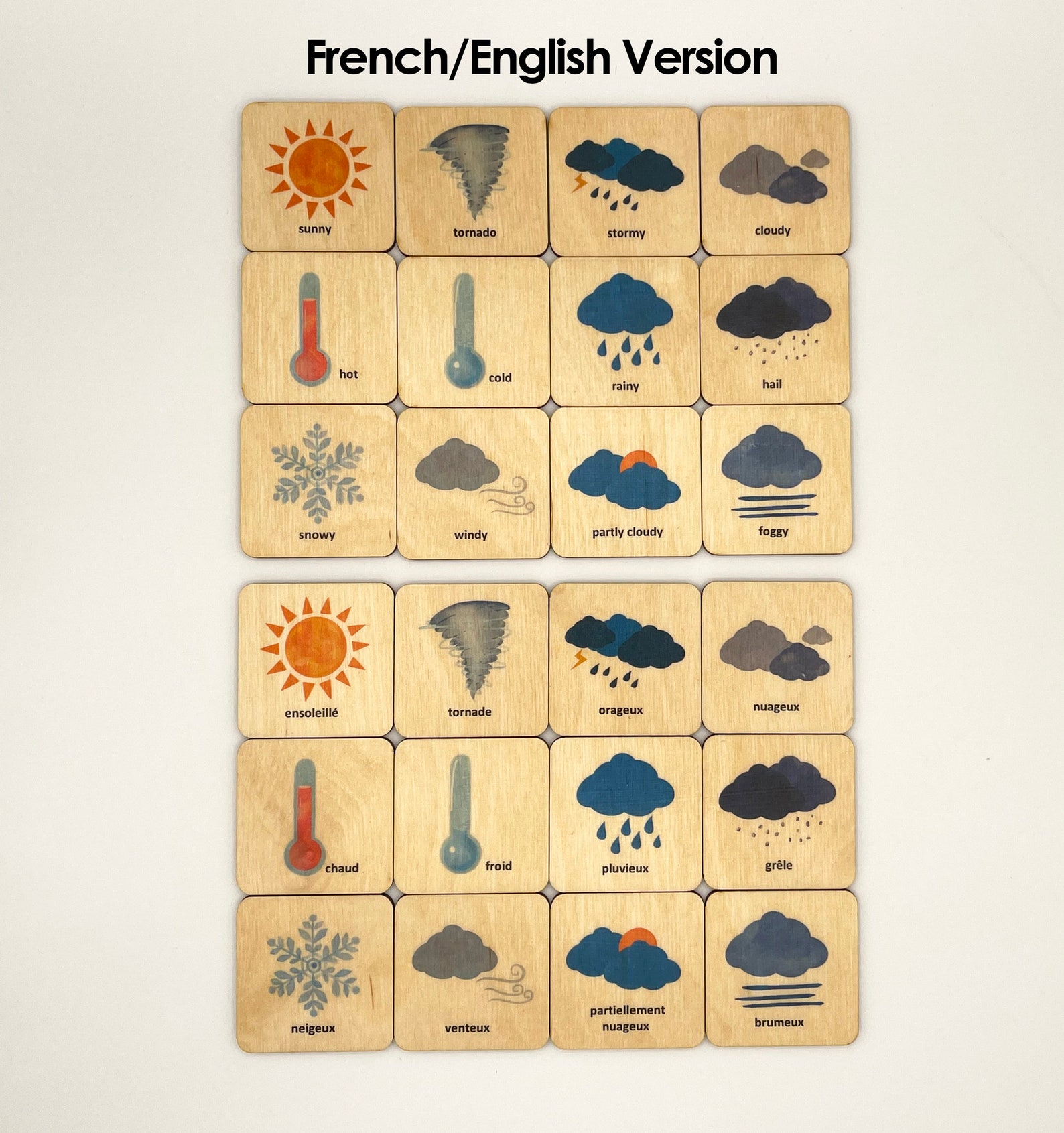 Montessori Wooden Weather Matching Cards Homeschool Activity | Etsy