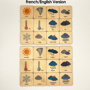 Montessori Wooden Weather Matching Cards Homeschool Activity | Etsy