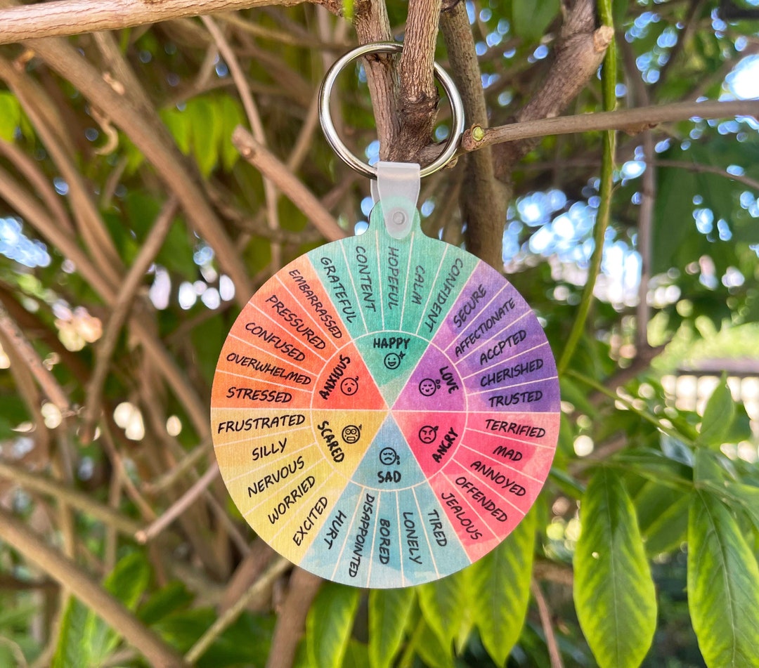 Wood Feeling Wheel Keychain/ Emotions Wheel for Kids/ Kids Key Chain ...