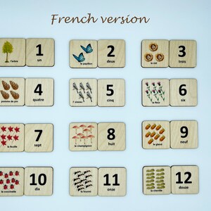 Montessori Wooden Counting Nature Numbers Match Cards/ Bilingual French ...