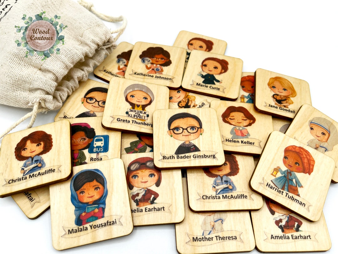 Montessori Wooden Inspirational Women in History Memory Game/homeschool ...