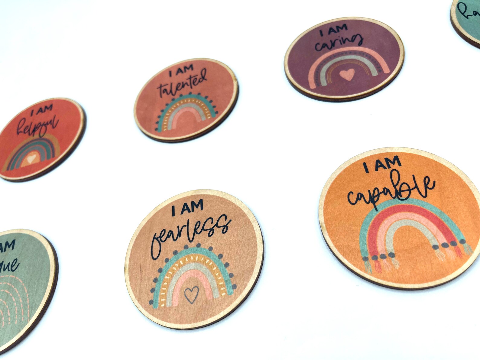 Wooden Boho Rainbow Affirmation Cards/ Affirmation Station - Etsy