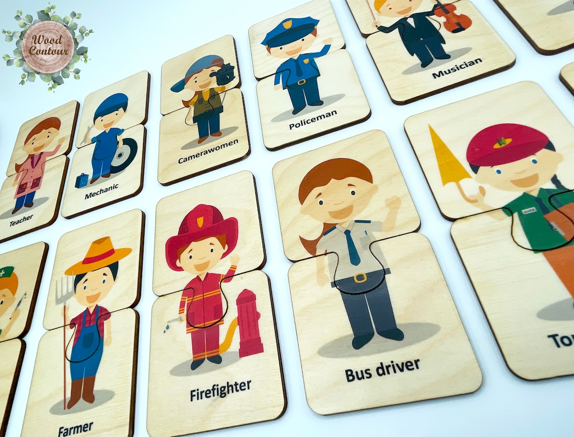 Wooden Montessori Job Occupation Puzzle/ Preschooler | Etsy