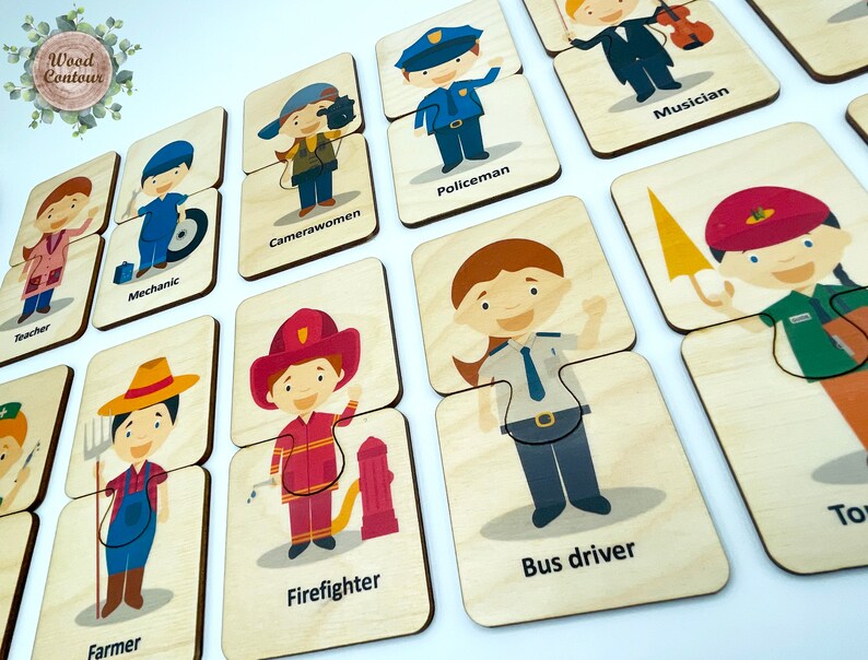 Wooden Montessori Job Occupation Puzzle/ Preschooler Homeschool ...