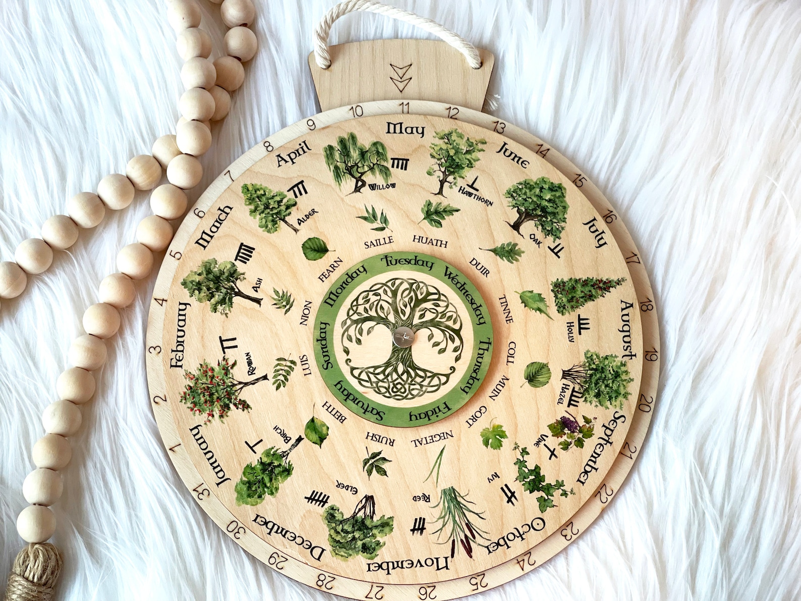 Wooden Wheel of the Year Celtic Tree Calendar Wooden | Etsy