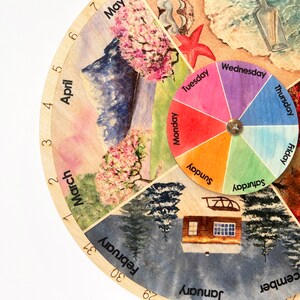 Wooden Wheel of the Year, Wooden Perpetual Calendar, Four Seasons Wheel ...