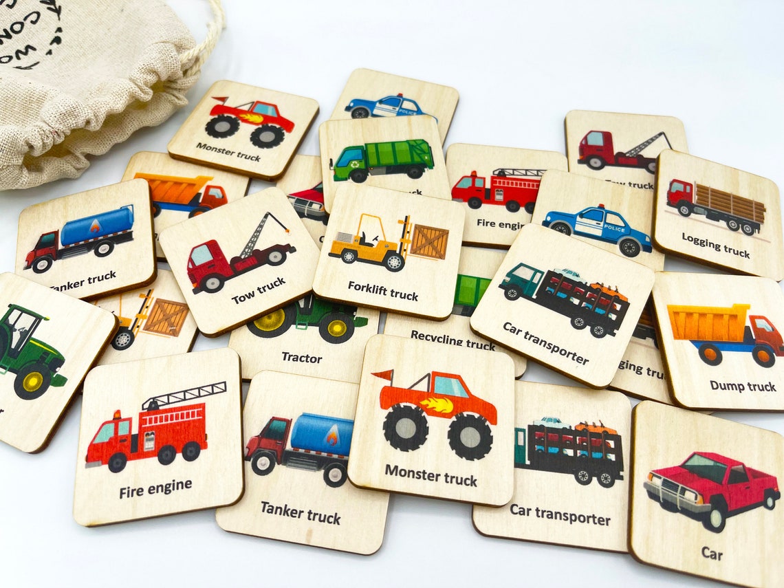 Wooden Car Truck Memory Game Montessori Toys Vehicles - Etsy