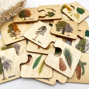 Montessori Wood Tree Leaves Matching Puzzle/ Homeschool Preschooler ...