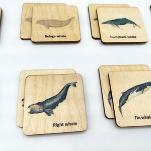 Montessori Wooden Whale Matching Game/ Ocean Animals Whales Memory Game ...