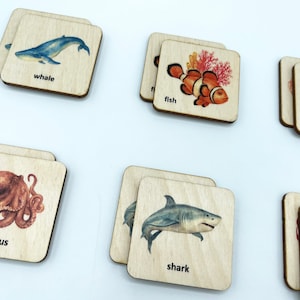 Wood Montessori Ocean Animals Matching Game/ Sea Creatures Animals ...