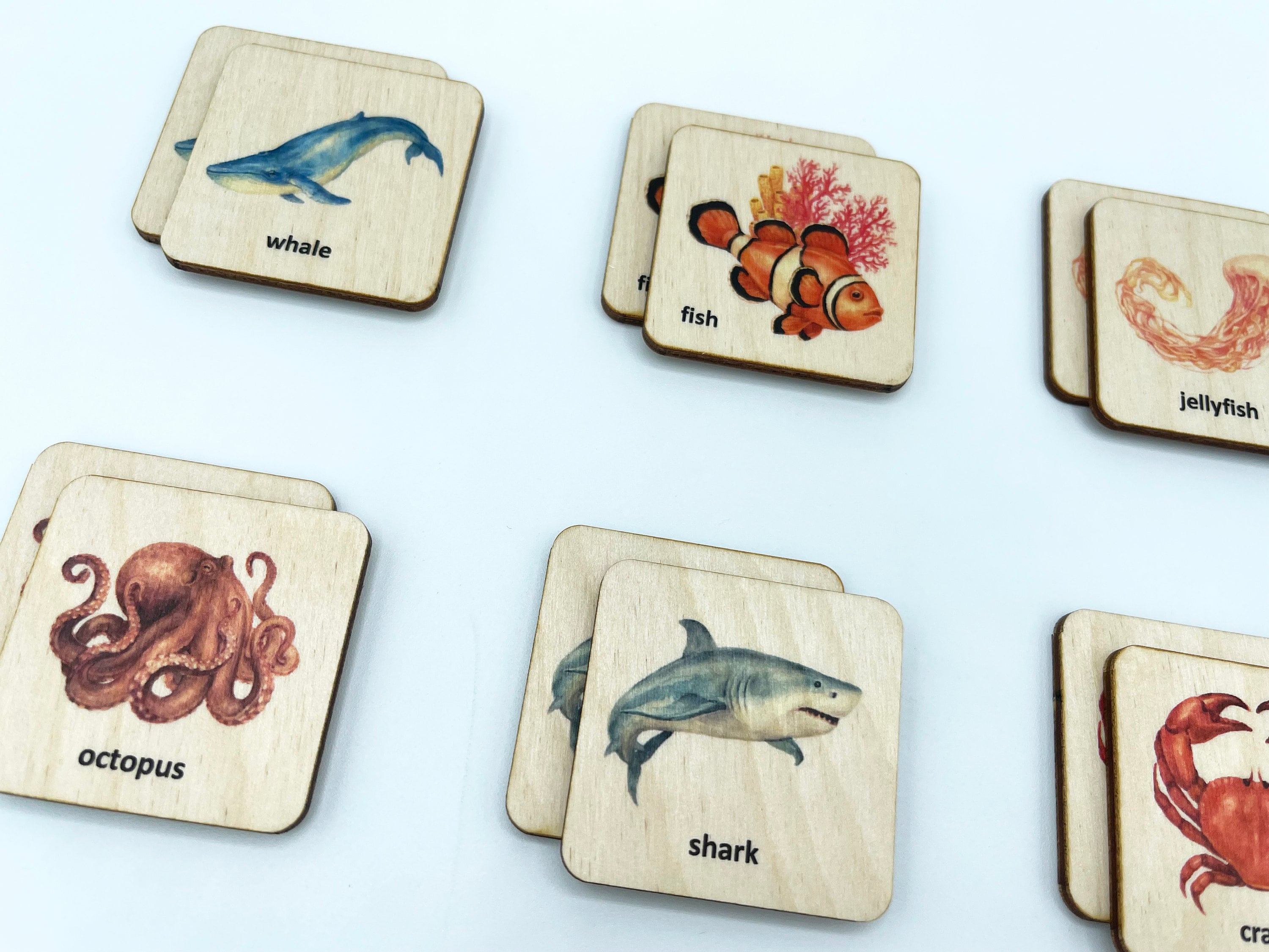 Wood Montessori Ocean Animals Matching Game/ Sea Creatures - Etsy