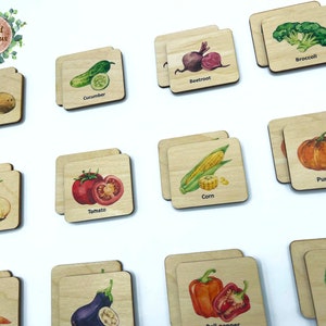 Montessori Wooden Vegetables Matching Cards/homeschool Kindergarten ...