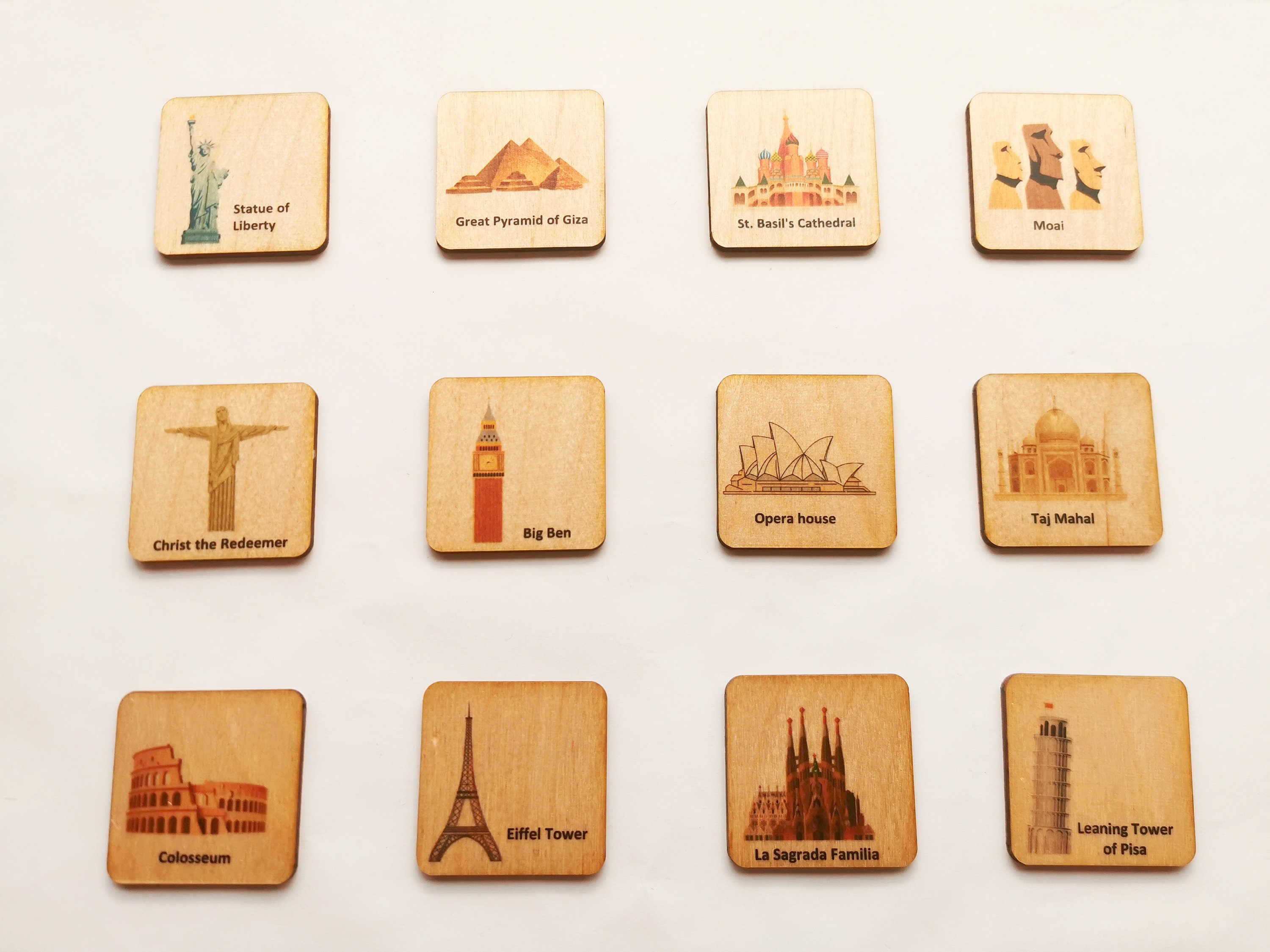 Wooden Montessori Landmarks of the World Matching Cards - Etsy