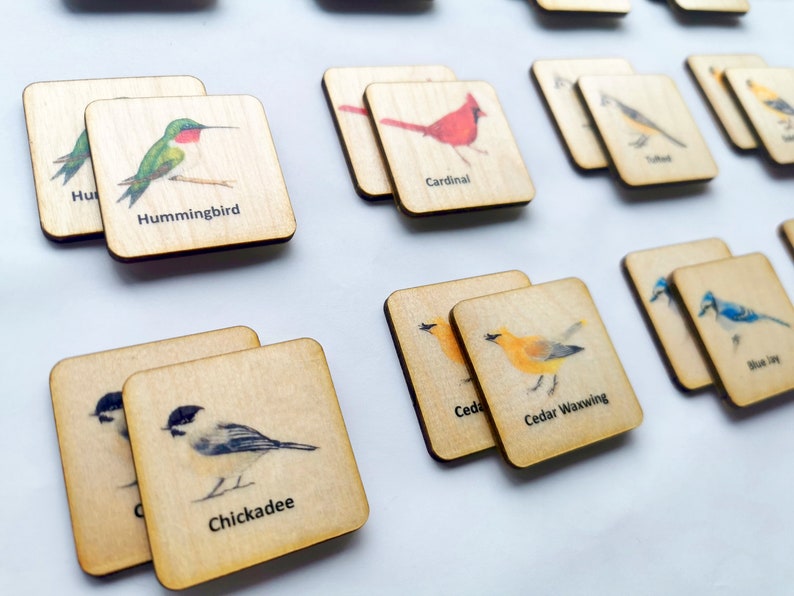 Wooden Birds Memory Game Montessori Toys Wood Animals | Etsy