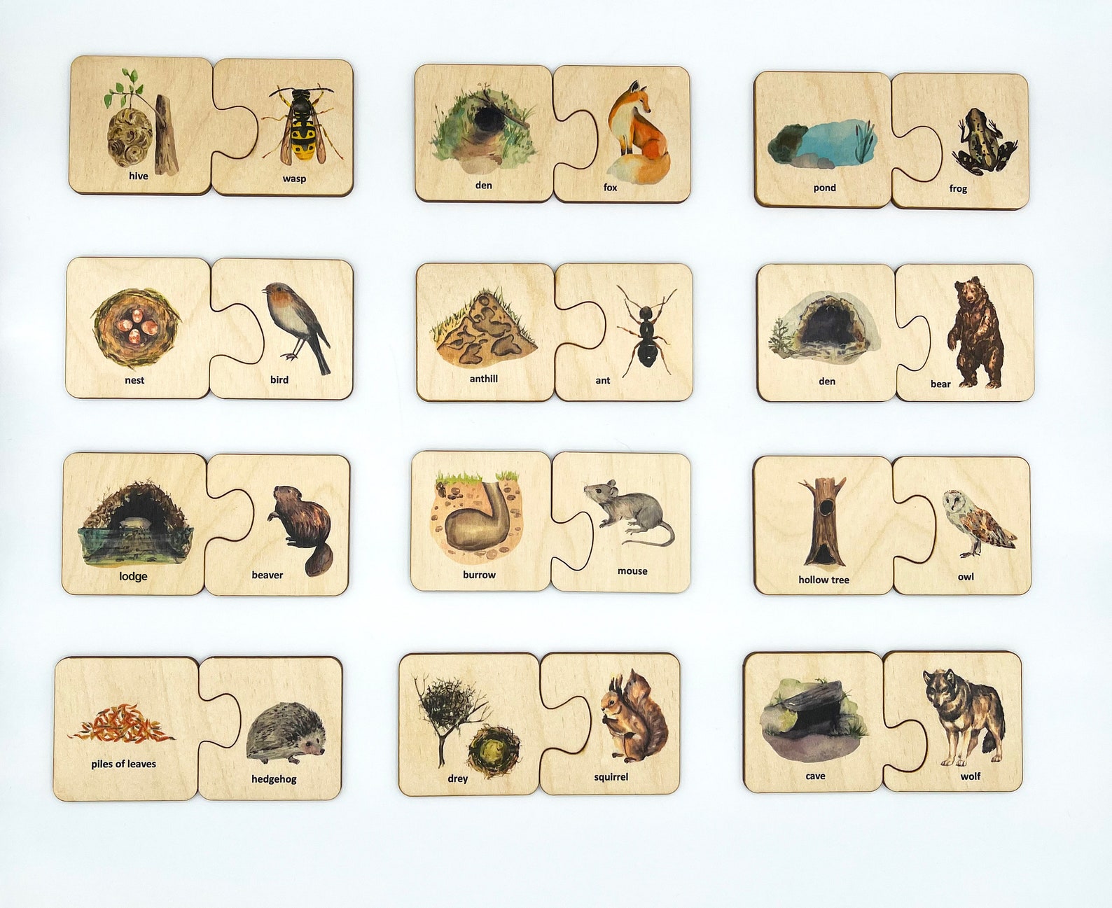 Montessori Wood Animals Puzzle/ Animals Habitat Sorting Game/ Nature ...
