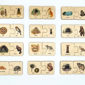 Montessori Wood Animals Puzzle/ Animals Habitat Sorting Game/ Nature ...