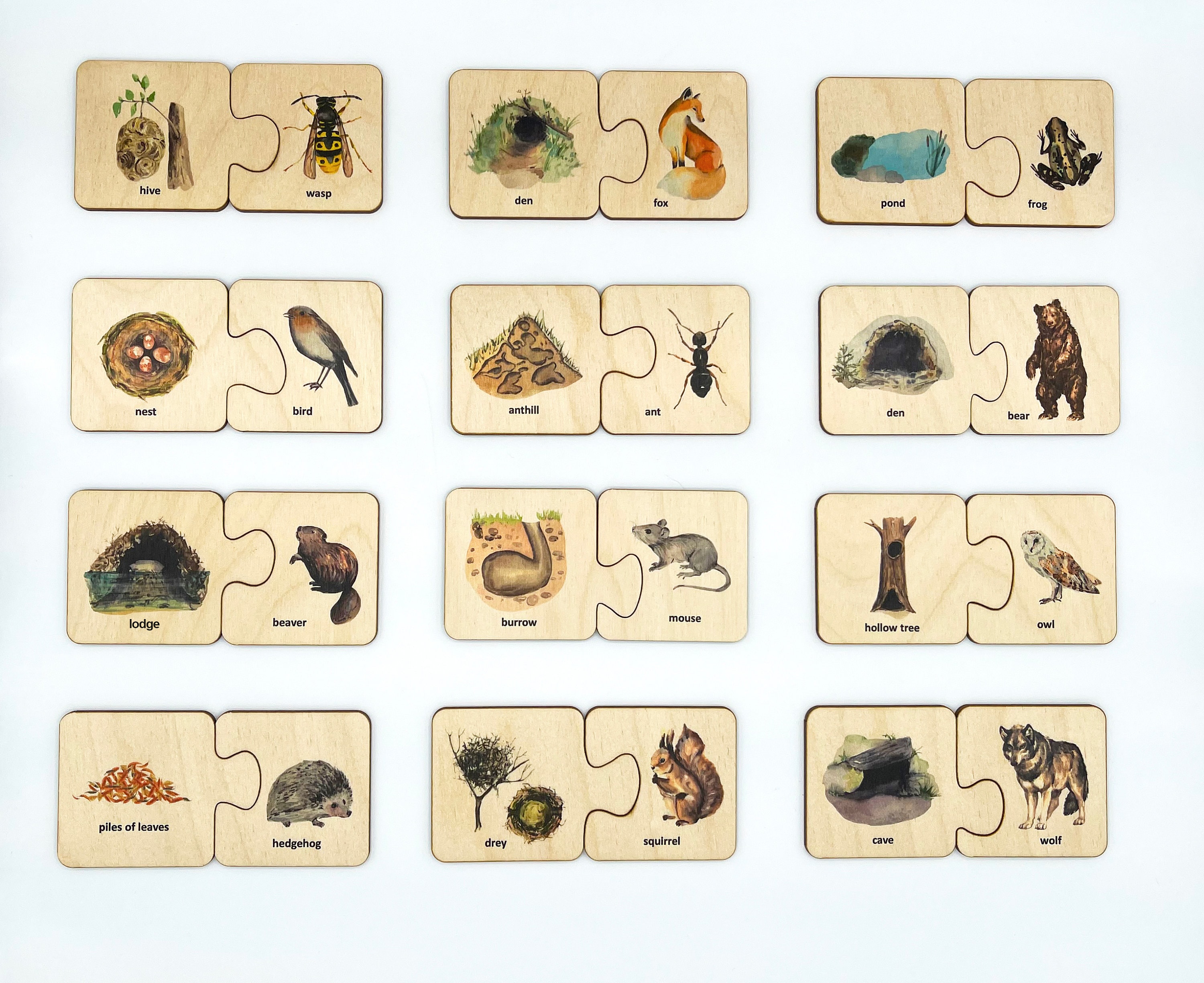 Montessori Wood Animals Puzzle/ Animals Habitat Sorting Game/ Nature ...