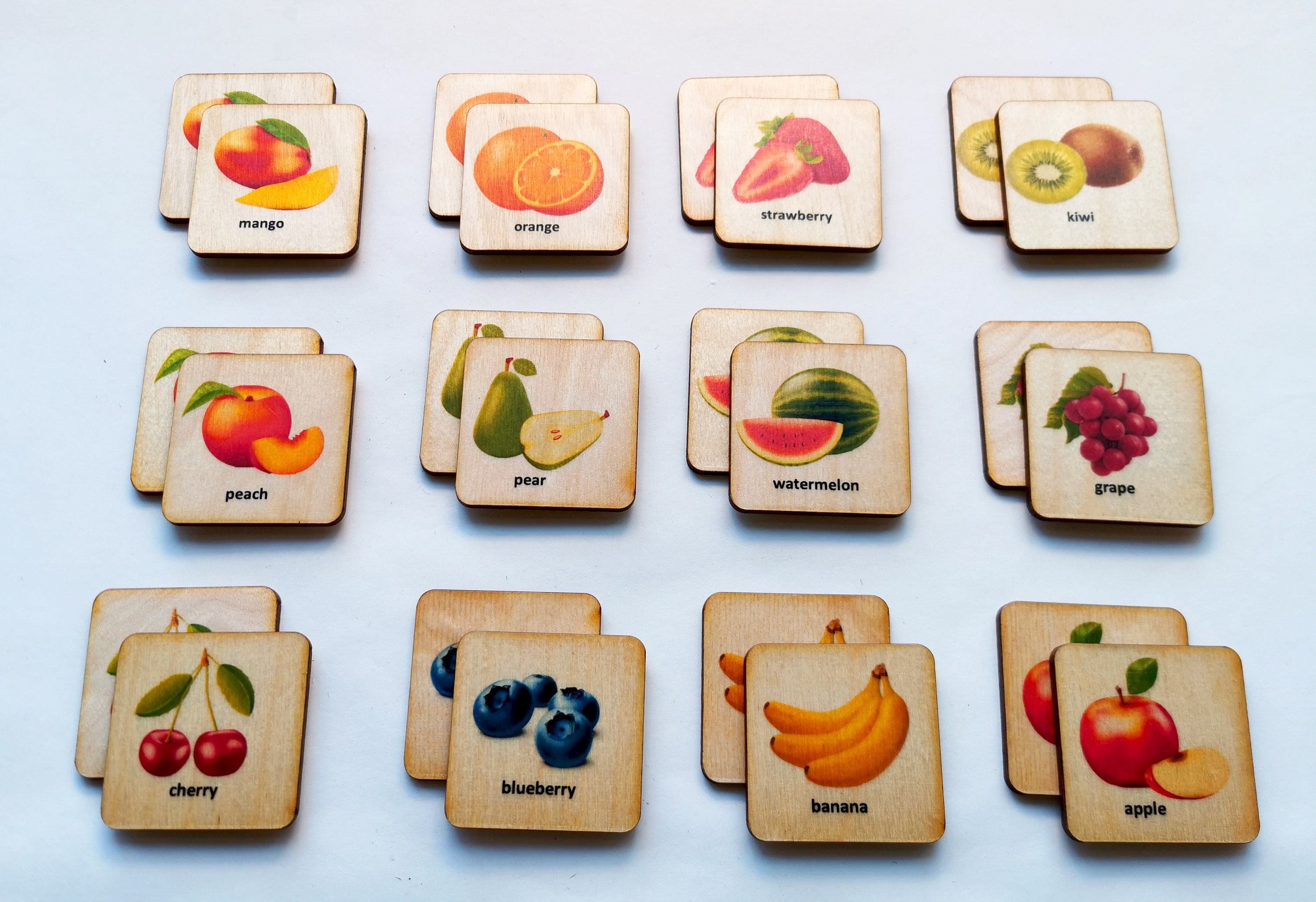 Wooden Montessori Fruits Memory Game/ Toddler Preschool | Etsy