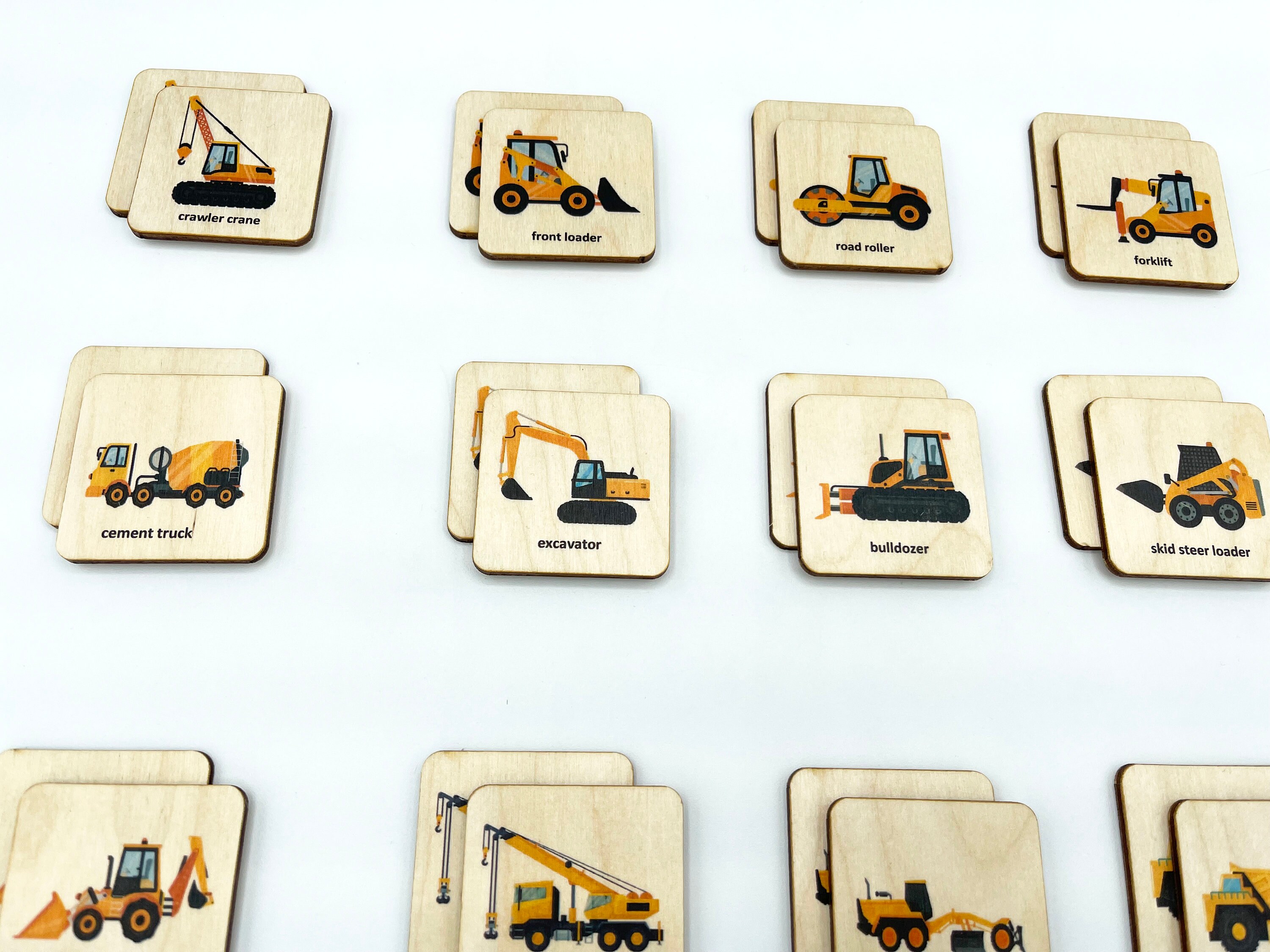 Montessori Wooden Construction Truck Car Memory Game/ - Etsy
