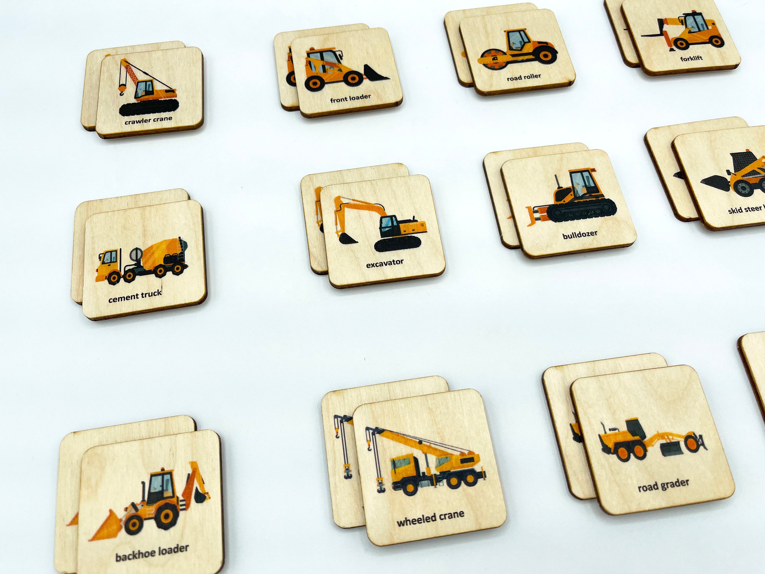 Montessori Wooden Construction Truck Car Memory Game/ - Etsy
