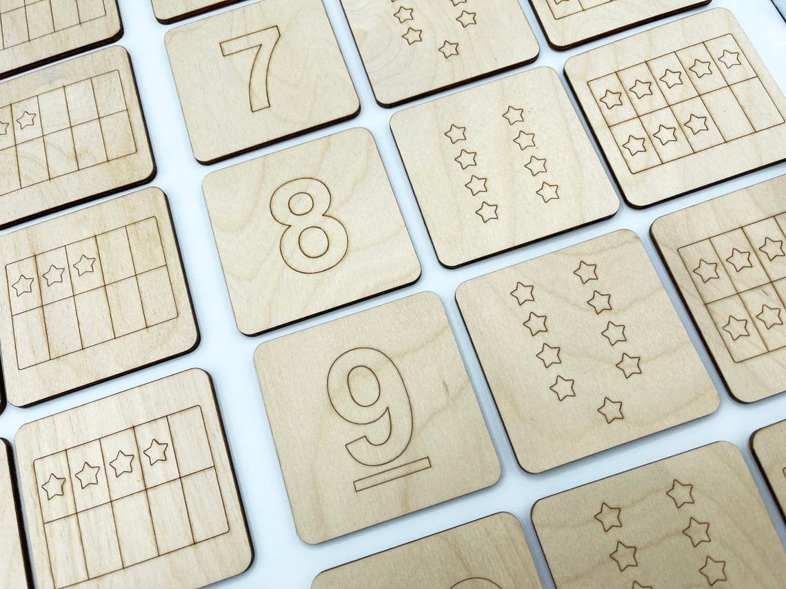 Wooden Ten Frame Numbers Cards Montessori Counting Numbers | Etsy