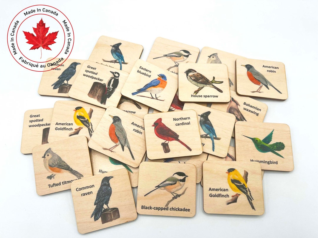 Wooden Birds Memory Game, Montessori Toys, Wood Animals Matching Cards ...