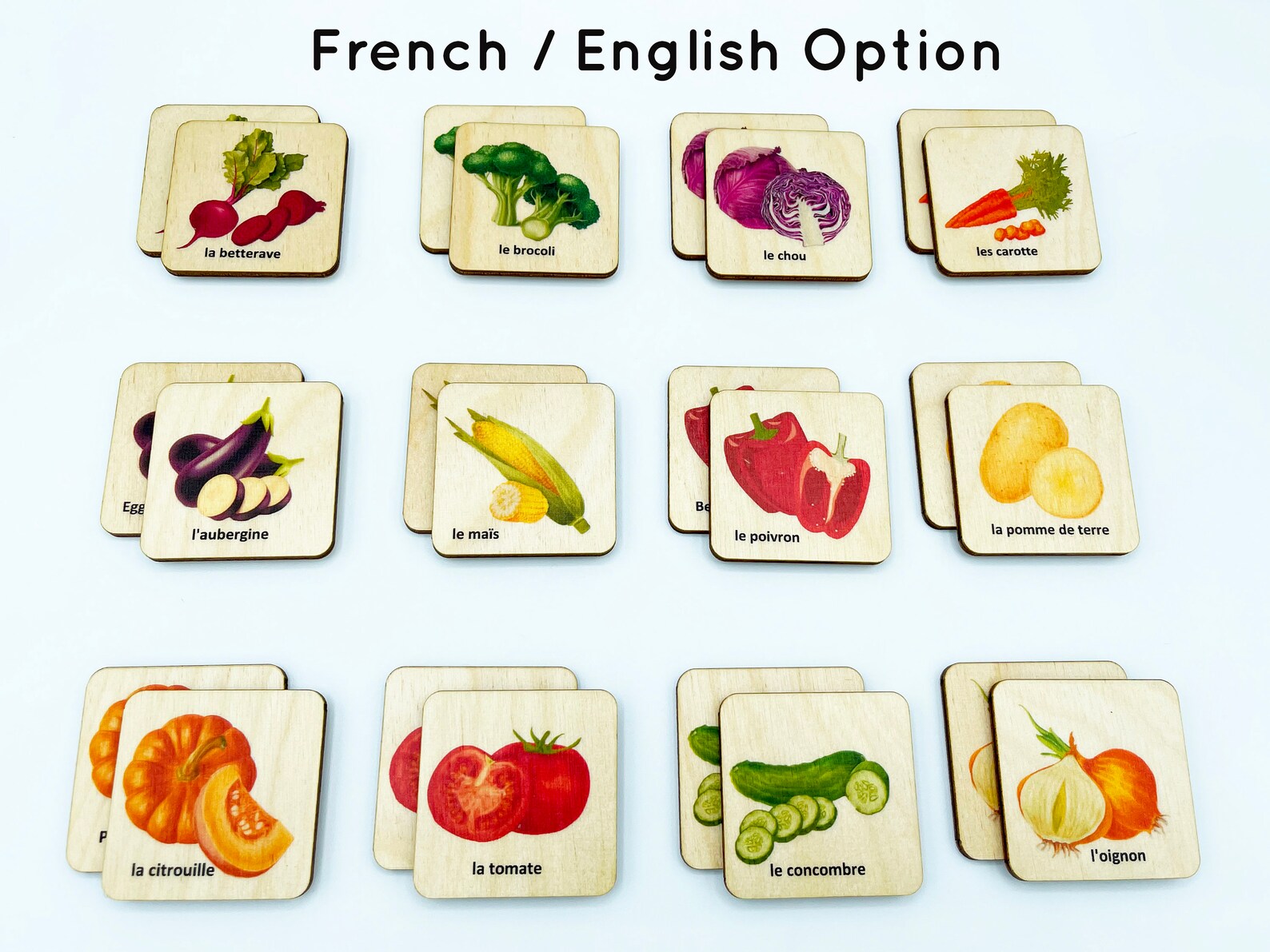 Montessori Wooden Vegetables Matching Cards/homeschool - Etsy