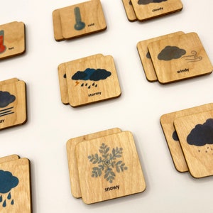 Montessori Wooden Weather Matching Cards Homeschool Activity | Etsy