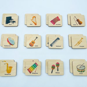 Montessori Wooden Music Instruments Matching Cards, Homeschool Music ...