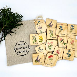 Montessori Wooden Wildflowers Memory Game/ Matching Cards/ Homeschool ...