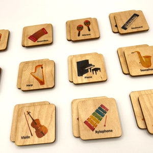 Montessori Wooden Music Instruments Matching Cards Homeschool | Etsy