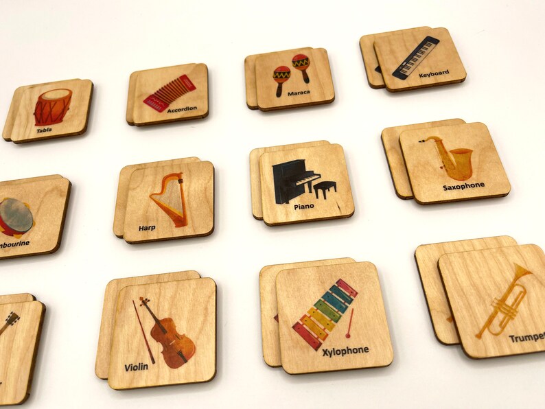 Montessori Wooden Music Instruments Matching Cards Homeschool | Etsy