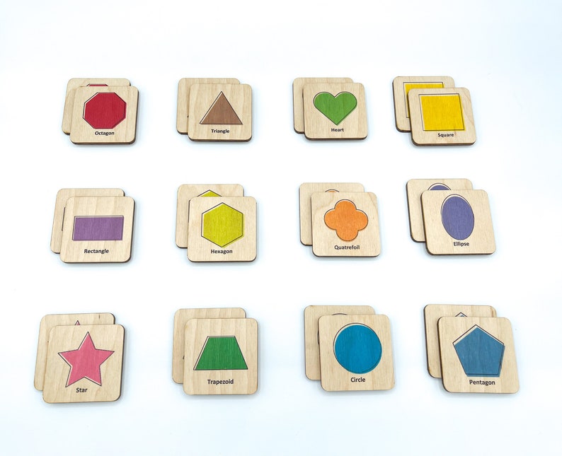 Montessori Wooden Geometric Shapes Matching Cards/ Homeschool | Etsy