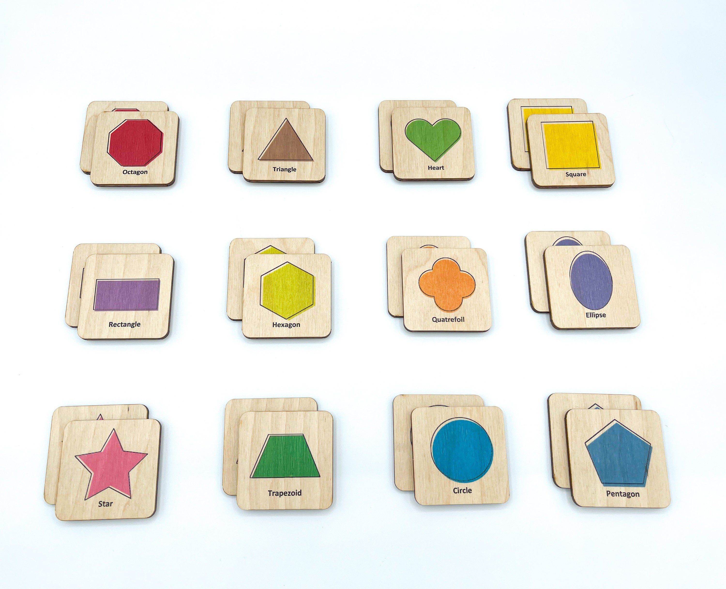 Montessori Wooden Geometric Shapes Matching Cards/ Homeschool | Etsy