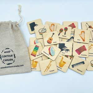 Montessori Wooden Music Instruments Matching Cards, Homeschool Music ...